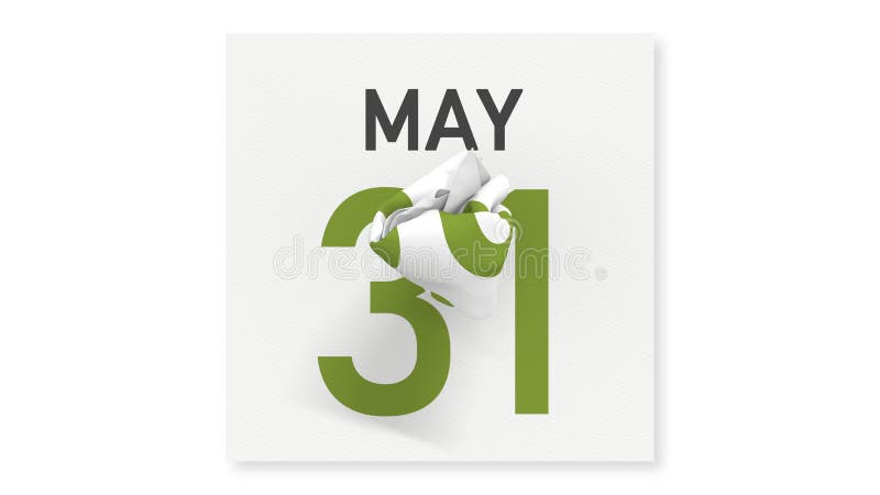 May 31 Date Behind Crumpled Paper Page of a Calendar, 3d Animation ...