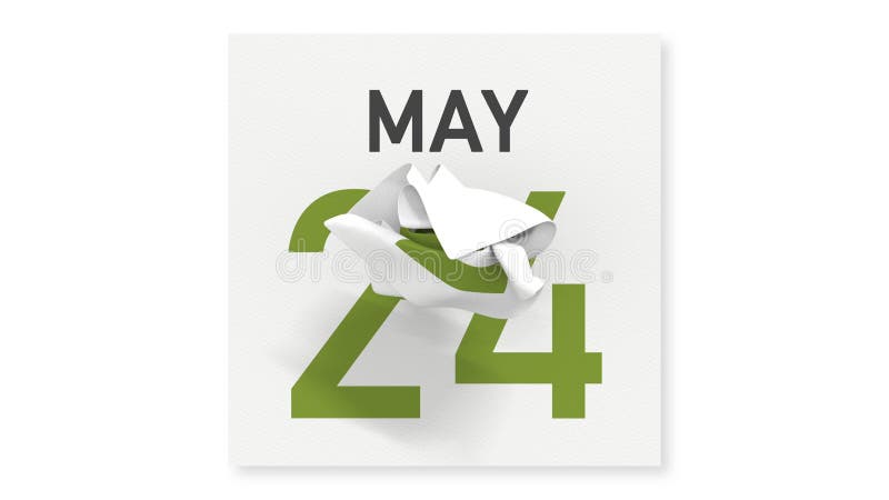 May 24 Date Behind Crumpled Paper Page of a Calendar, 3d Animation ...