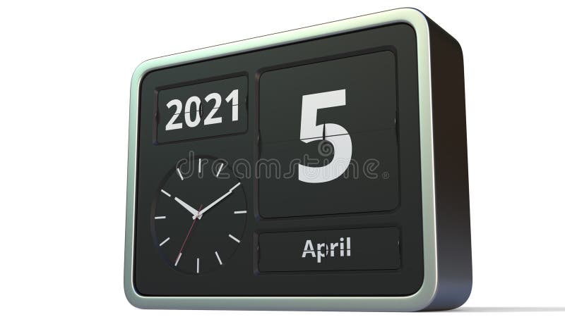 April 5 Date on the Flip Clock Calendar, 3d Rendering Stock ...