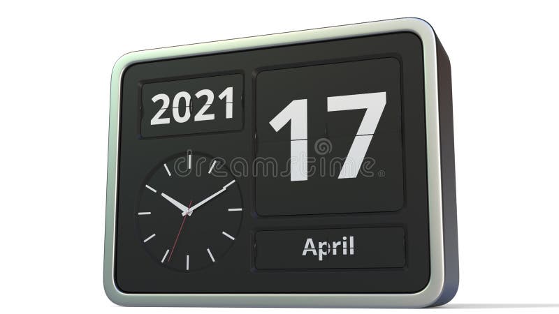 April 17 Date on the Retro Flip Clock Calendar, 3d Animation Stock ...