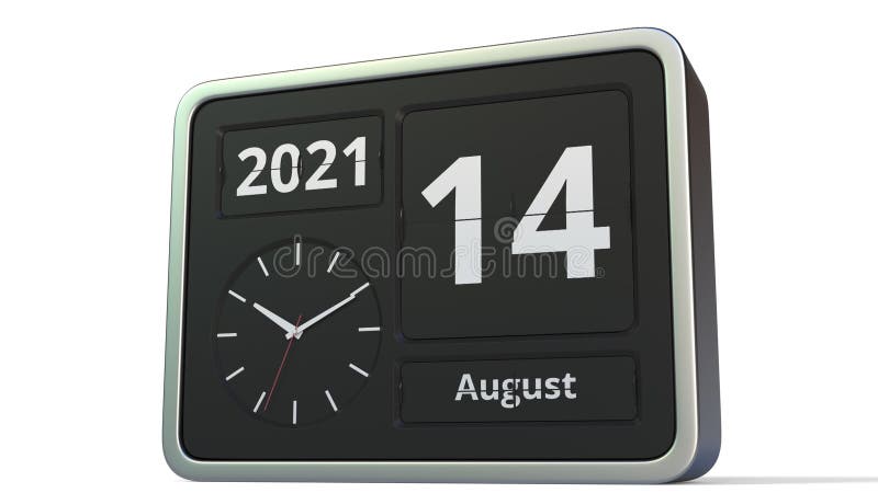 August 14 Date on the Flip Clock Calendar, 3d Animation Stock Footage ...