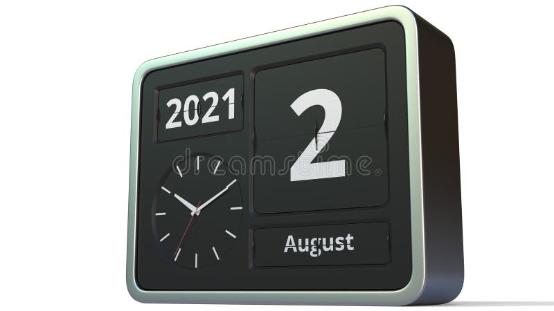 August 2 Date on the Flip Clock Calendar, 3d Rendering Stock ...