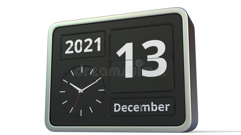 December 13 Date on the Flip Clock Calendar, 3d Rendering Stock ...