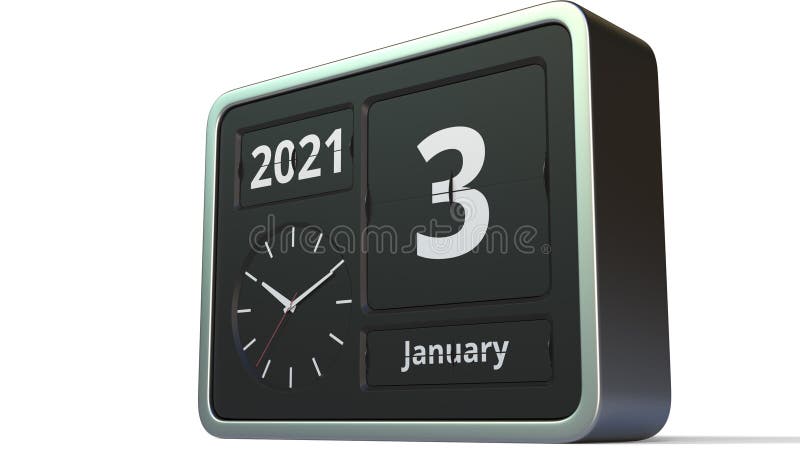 January 3 Date on the Flip Clock Calendar, 3d Rendering Stock ...