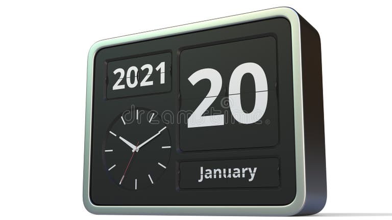 January 20 Date on the Flip Clock Calendar, 3d Rendering Stock ...