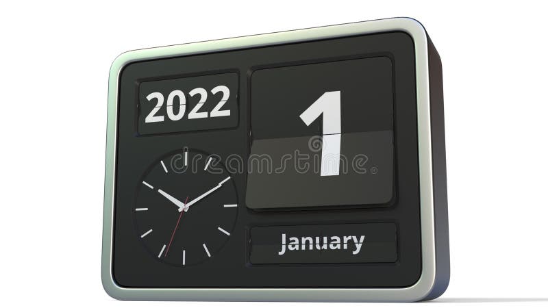 January 1, 2022 Date on the Flip Clock Calendar, 3d Animation Stock ...