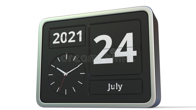 July 24 Date on the Flip Clock Calendar, 3d Rendering Stock ...