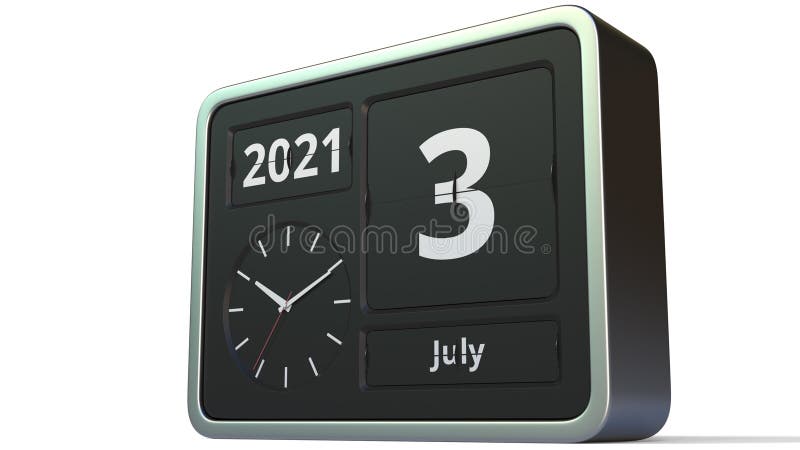 July 3 Date on the Flip Clock Calendar, 3d Rendering Stock Illustration ...