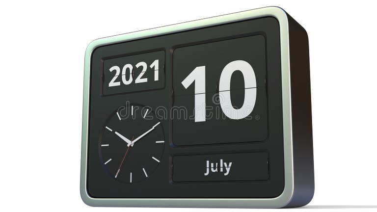 July 10 Date on the Flip Clock Calendar, 3d Rendering Stock ...