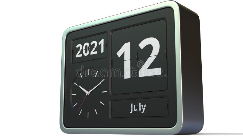 July 12 Date on the Flip Clock Calendar, 3d Rendering Stock ...