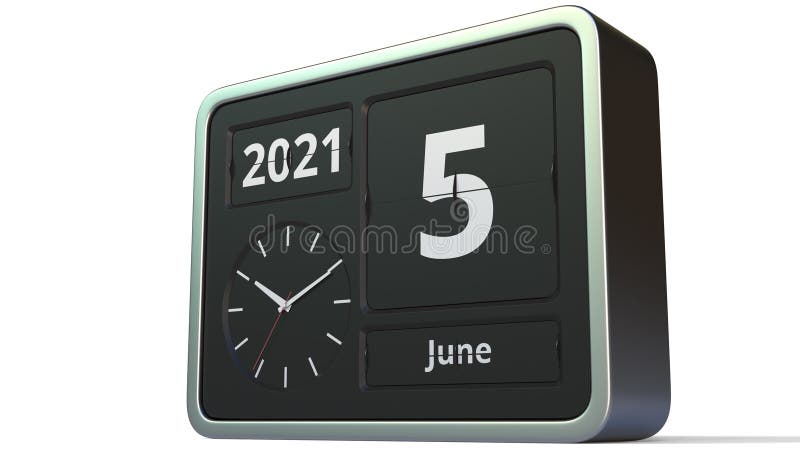June 5 Date on the Flip Clock Calendar, 3d Rendering Stock Illustration ...