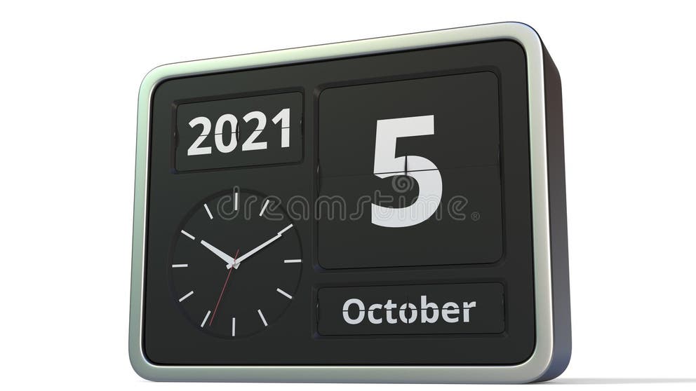 October 5 Date on the Flip Clock Calendar, 3d Rendering Stock ...