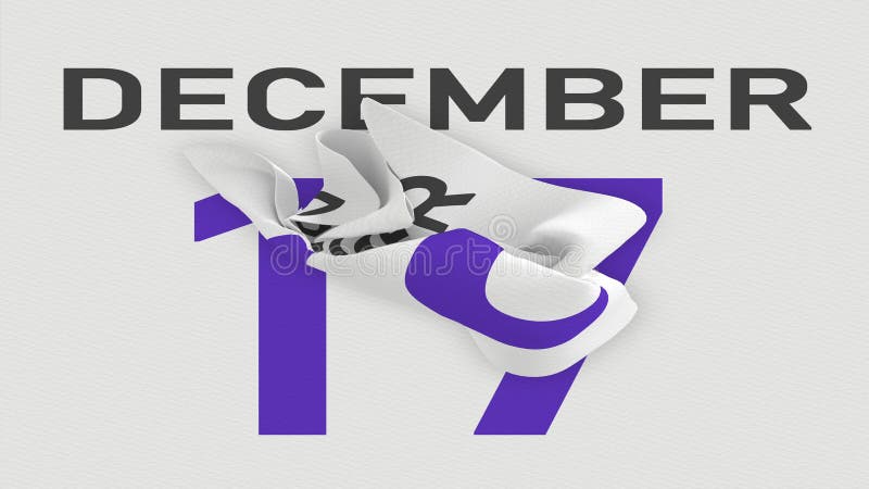 December 17 Date Behind Crumpled Paper Page of a Calendar, 3d Rendering ...