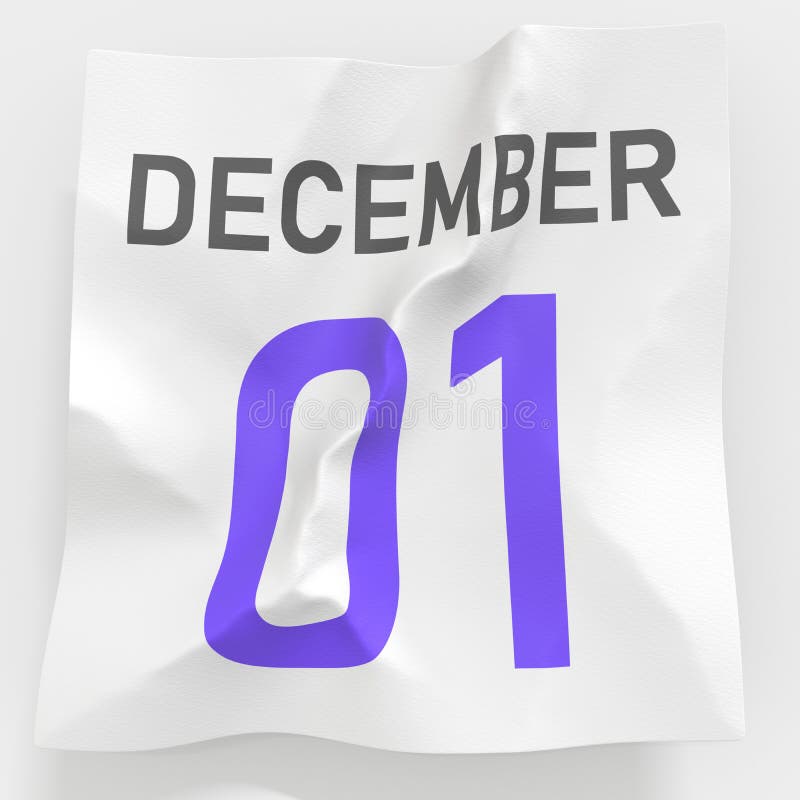 December 1 Date on Torn Page of a Calendar, 3d Rendering Stock ...