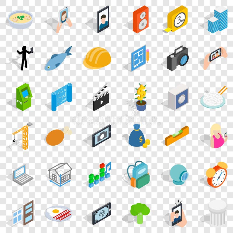 Specific Icons Set, Isometric Style Stock Vector - Illustration of ...