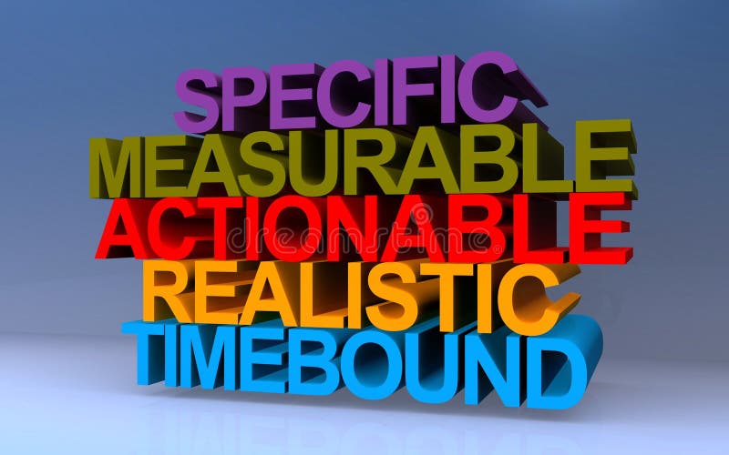 Specific Measurable Actionable Realistic Timebound on Blue Stock Photo ...