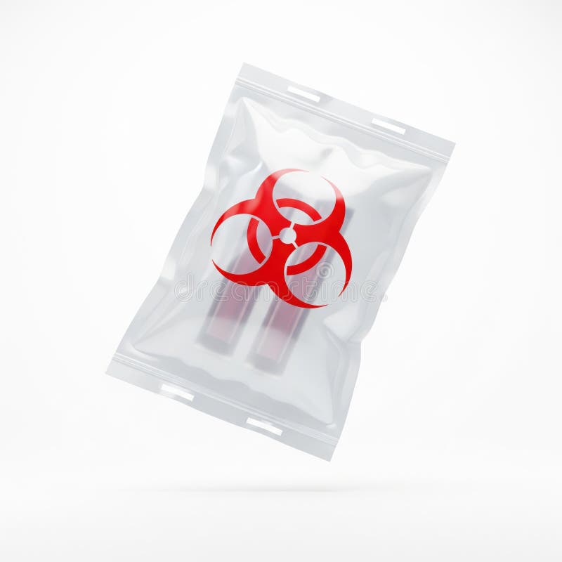 Specimen Transport Bag, Red Biohazard Symbol Stock Illustration ...