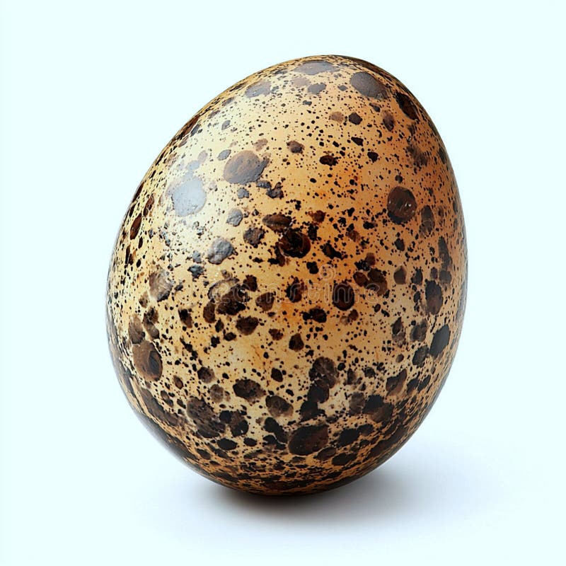 Speckled Brown Quail Egg Close Up on a Bright Background Isolated on ...