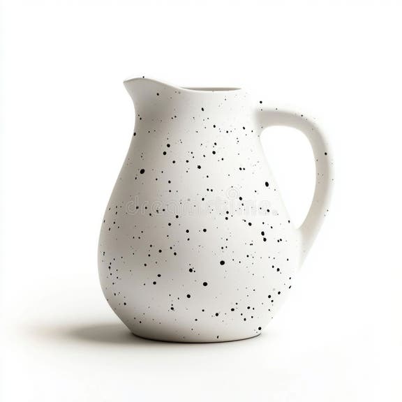 Speckled Ceramic Pitcher with Handle Isolated on White Stock ...