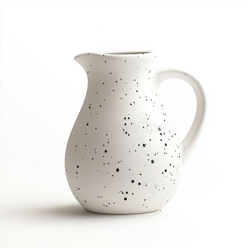Speckled Ceramic Pitcher with Handle Isolated on White Stock ...