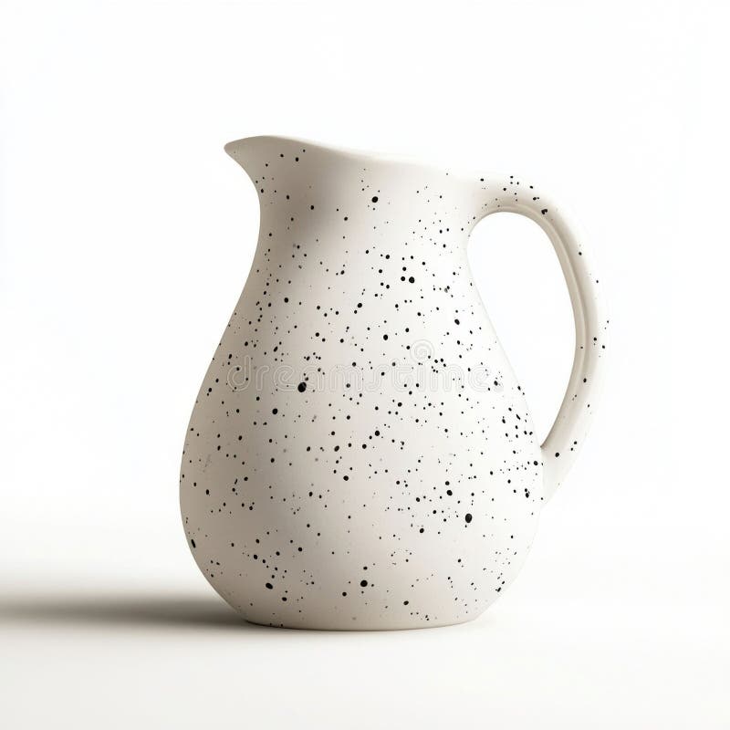 Speckled Ceramic Pitcher with Handle Isolated on White Stock ...