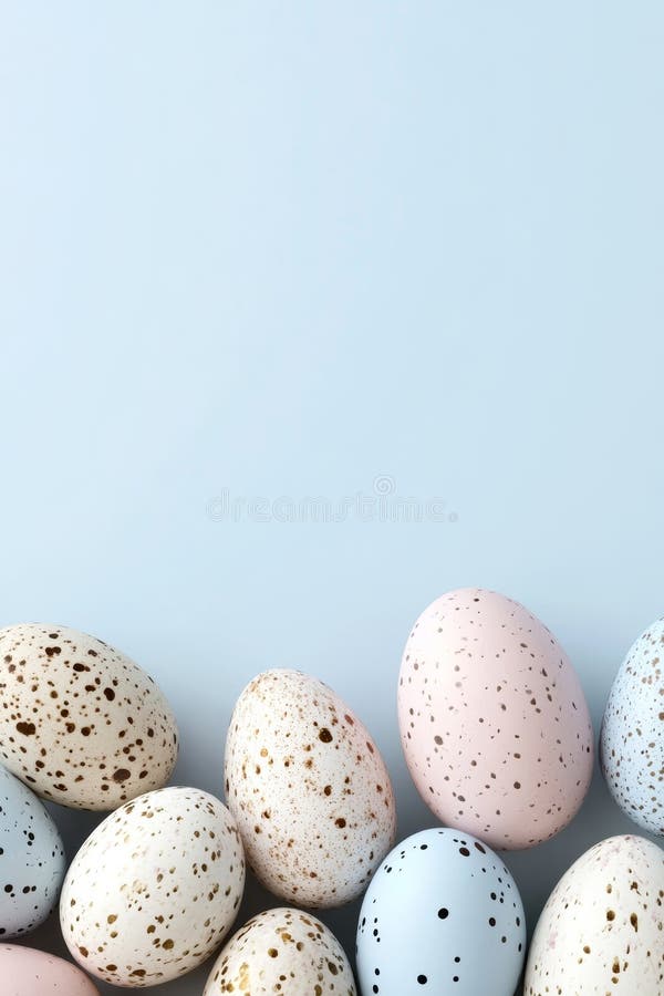 Speckled Easter Eggs on Light Blue Background Stock Illustration ...