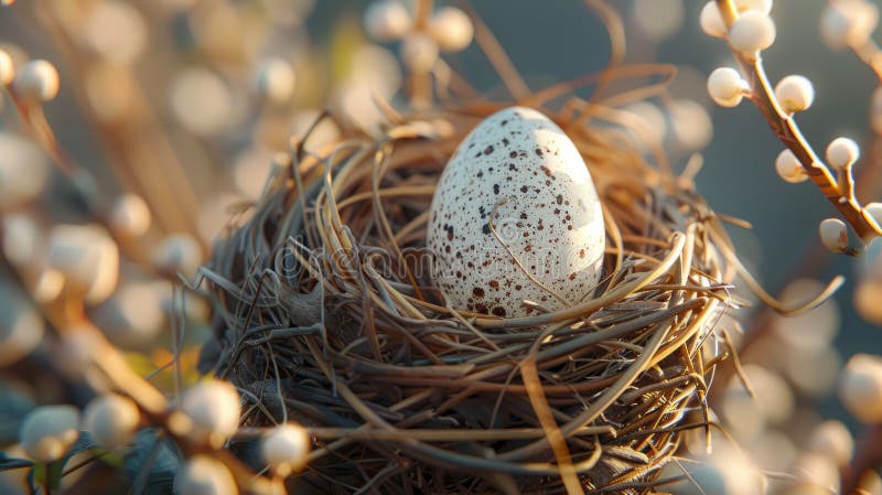 A Speckled Egg in a Bird S Nest. Stock Image - Image of natural, life ...