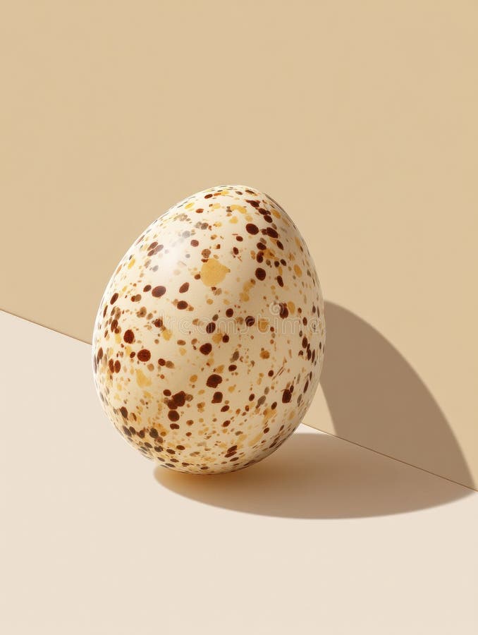 Speckled Egg Illustration Resting in a Corner of a Soft Beige ...
