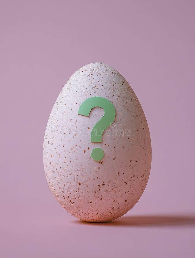 Speckled Egg with a Question Mark on Pink Background, Curiosity Theme ...