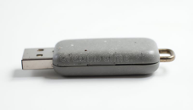 Speckled Gray USB Drive Close Up on White Background Data Storage ...
