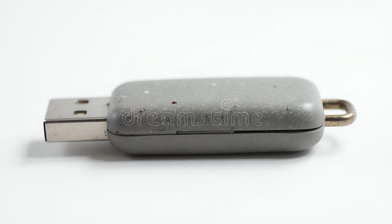 Speckled Gray USB Drive Close Up on White Background Data Storage ...