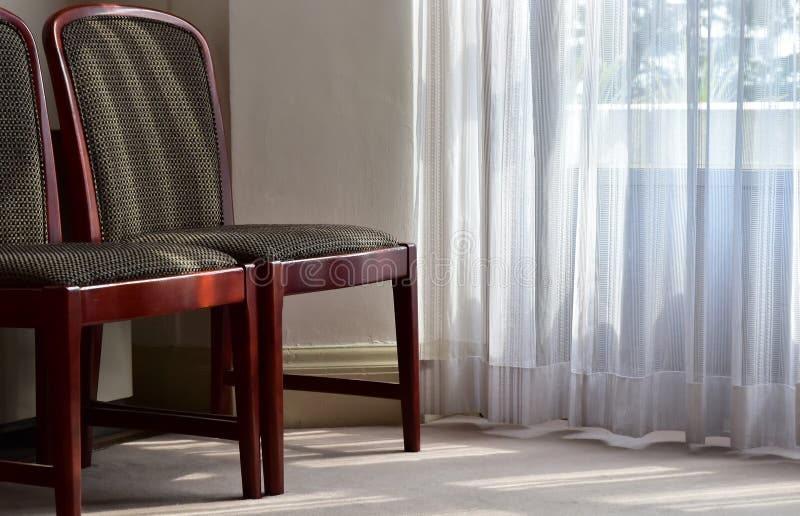 Spectacle Of Room Curtains And Chairs Stock Photo - Image of light ...