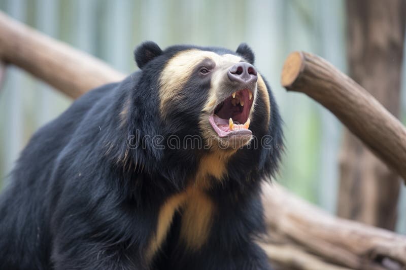 Spectacled Bear with Mouth Open in a Call Stock Illustration ...