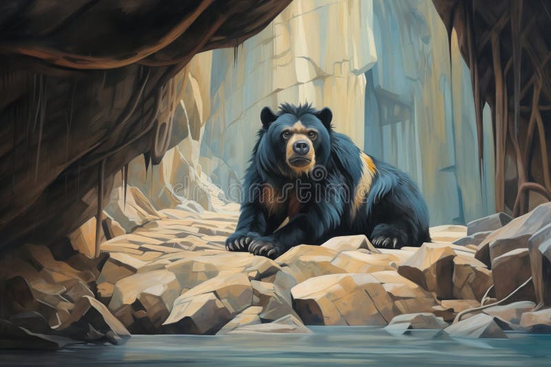 Spectacled Bear Resting in an Andean Cave Stock Photo - Image of cave ...