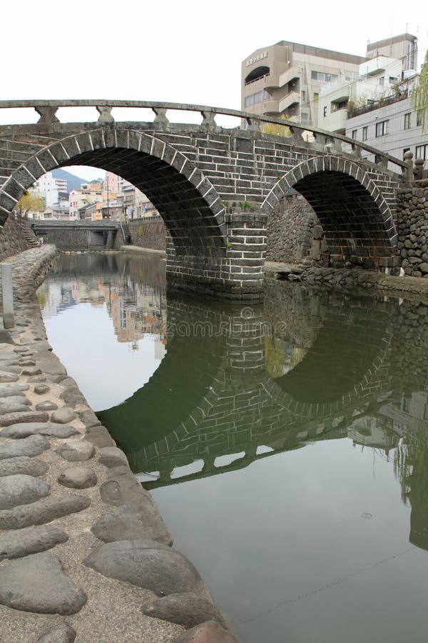Spectacles Bridge in Nagasaki Editorial Stock Image - Image of arched ...