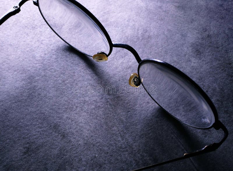 Retro Round Spectacles Close Up, Monochrome Effect. Heap of Scratched ...