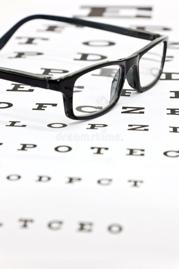 Spectacles on an Eye Test Chart Stock Image - Image of optotype ...