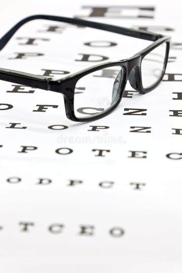 Spectacles on an Eye Test Chart Stock Image - Image of optotype ...