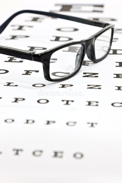 Spectacles on an Eye Test Chart Stock Image - Image of optotype ...