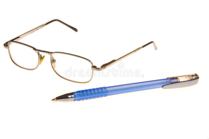 Spectacles with pen stock image. Image of trading, business - 12368155