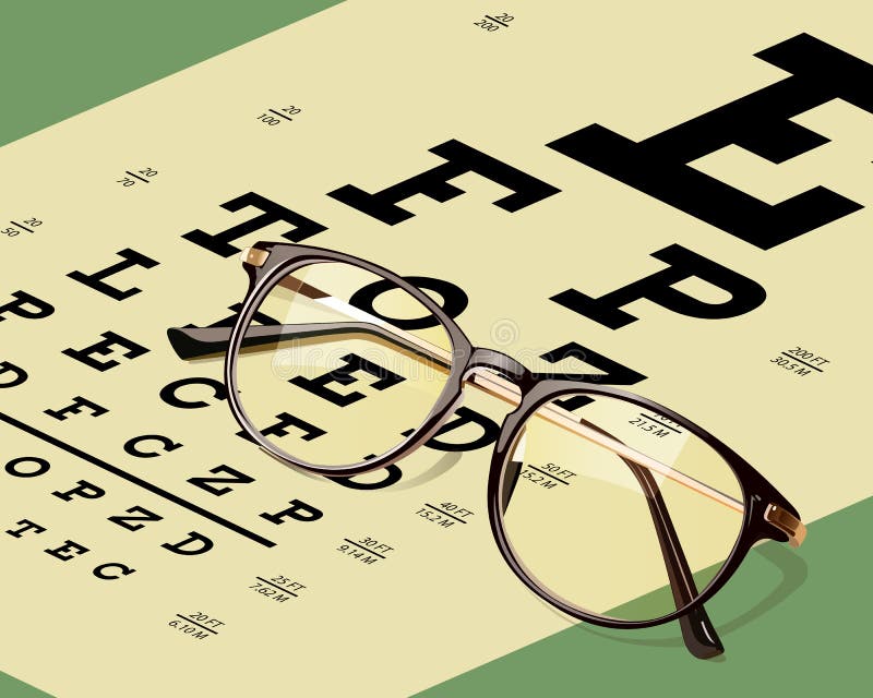 Spectacles on Snellen Chart Stock Vector - Illustration of white ...