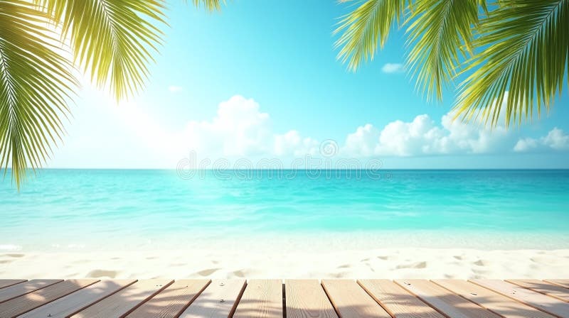 Spectacular Beach Scene with Vibrant Blue Ocean and Pristine White Sand ...