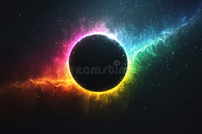 Spectacular Black Hole with Vibrant Rainbow Light Display Stock Image ...