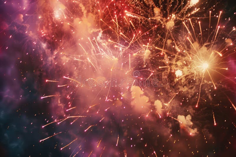 A Spectacular Bunch of Colorful Fireworks is Exploding in the Night Sky ...