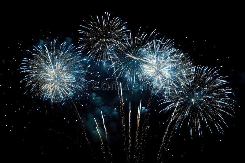 A Spectacular Bunch of Colorful Fireworks is Exploding in the Night Sky ...