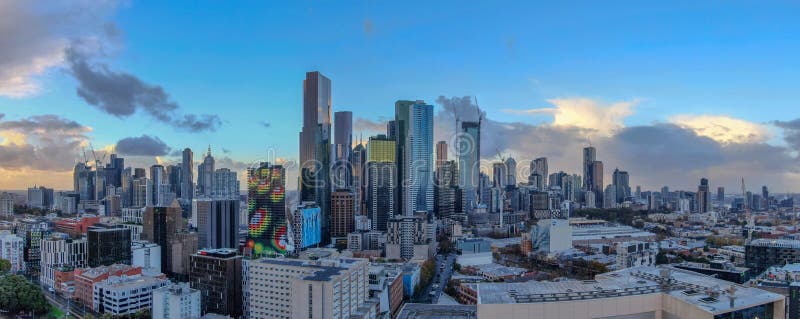 Spectacular City Skyline Featuring an Array of Multicolored High-rise ...