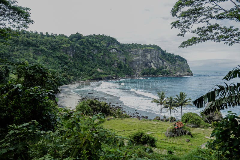 The Spectacular Cliff Views of Pangasan Beach in Indonesia Stock Image ...