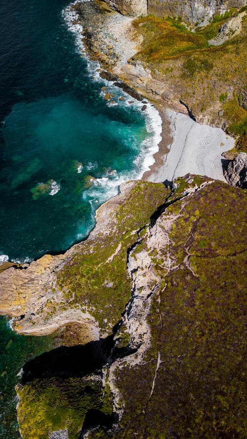Spectacular Cliffs and Sandy Beach at Atlantic Coast of Cap Frehel in ...