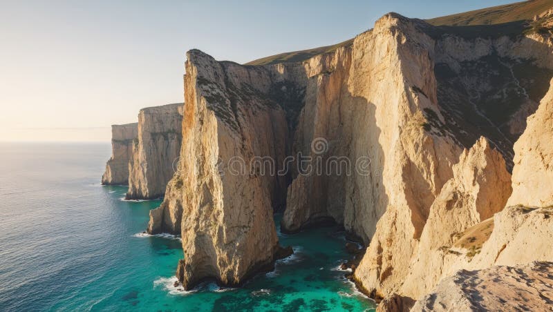 Spectacular Coastal Scenery with Towering Cliffs and Turquoise Waterscape Stock Image - Image of ...