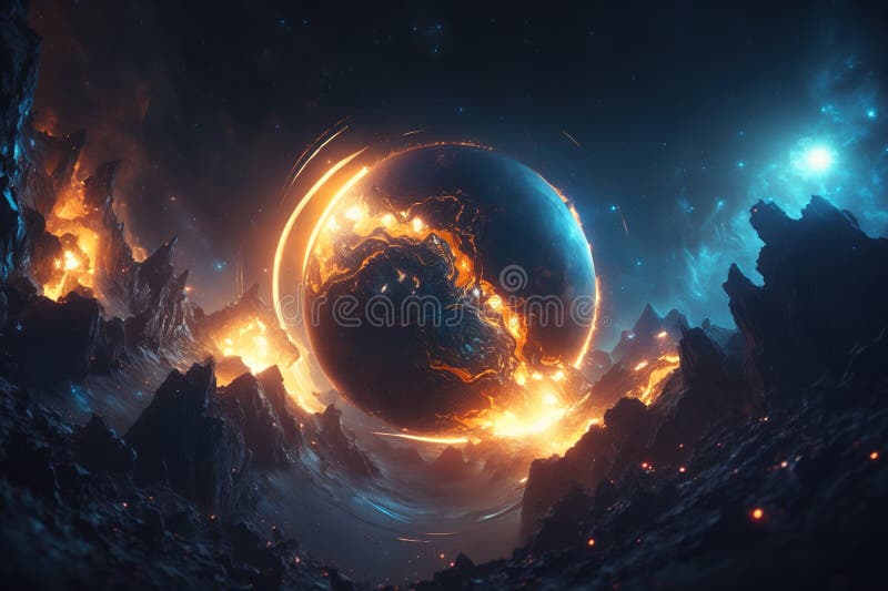 Spectacular Colourful Cloudy Outer Space Scene Stock Illustration ...